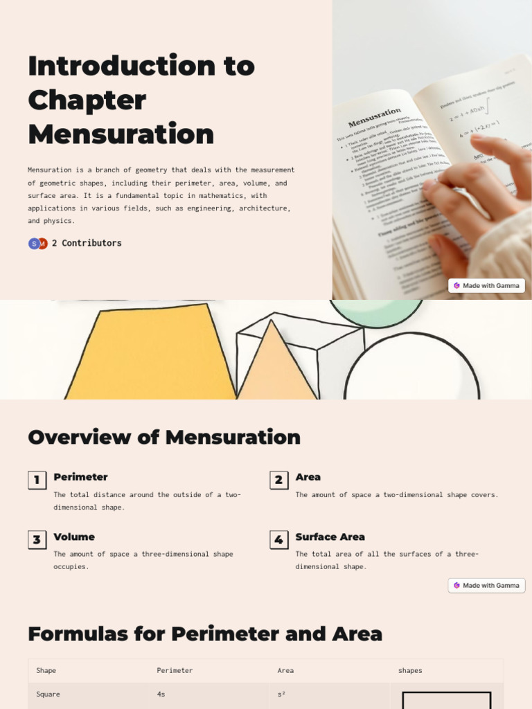 Introduction To Chapter Mensuration | PDF