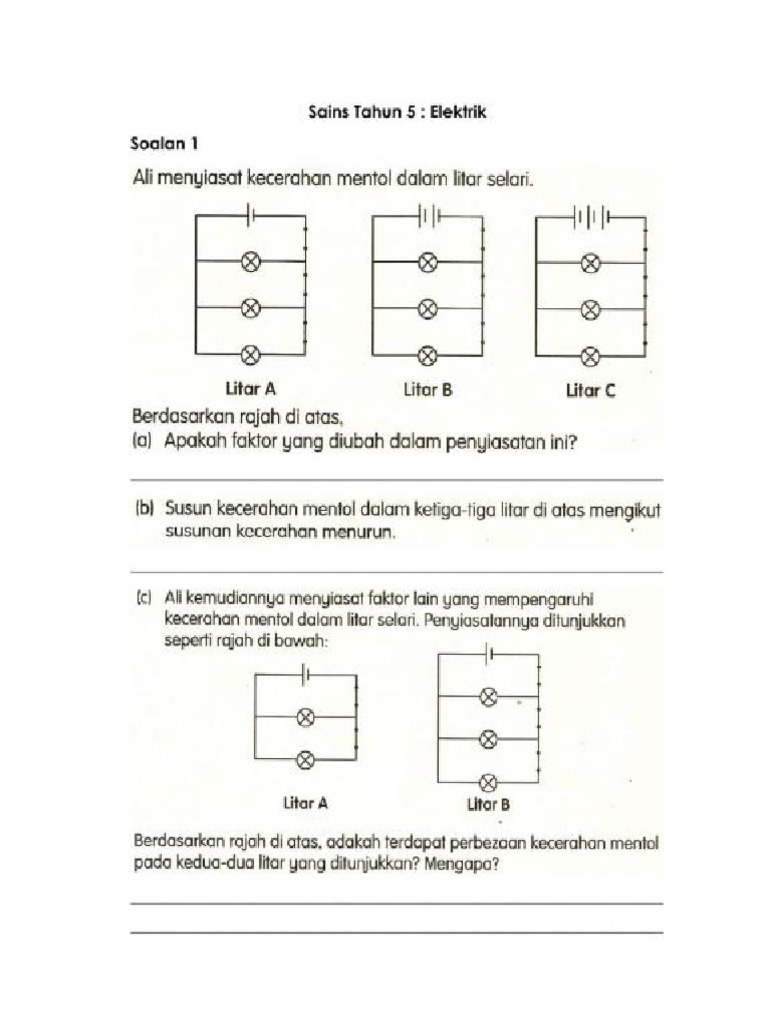 Soalan Sains Tahun 5 Elektrik | PDF