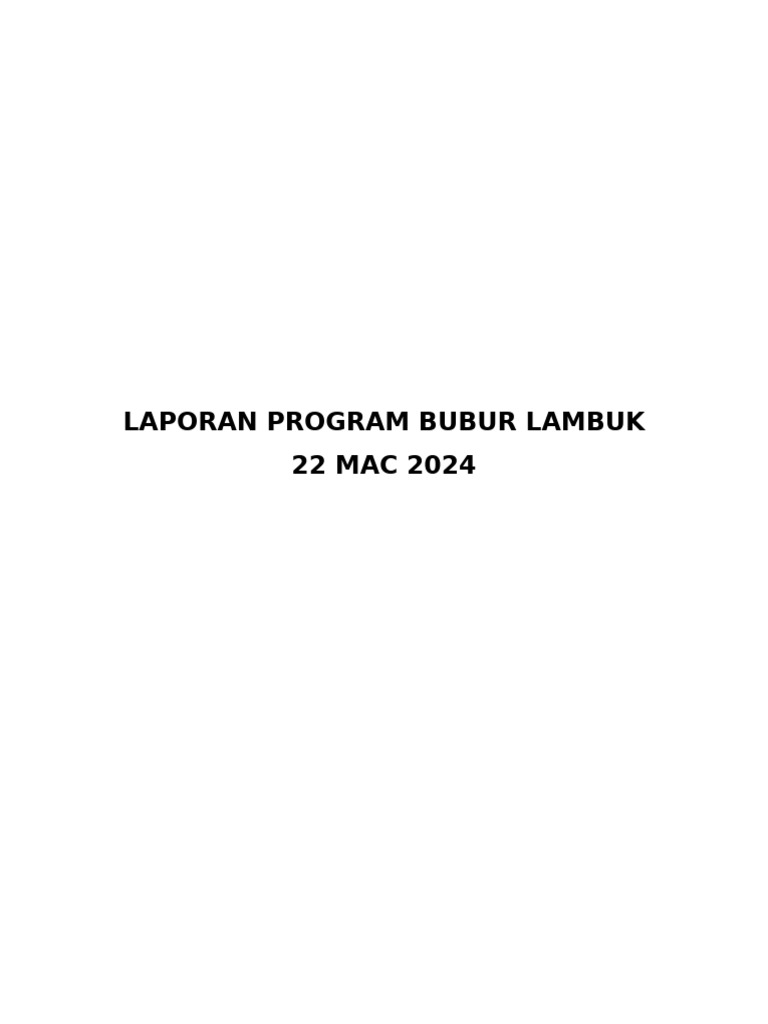 Laporan Program Bubur Lambuk 2024 | PDF