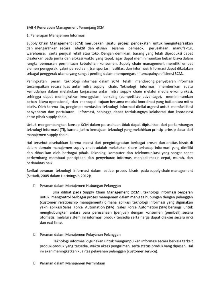 BAB 4 Penerapan Management Penunjang SCM.docx | PDF