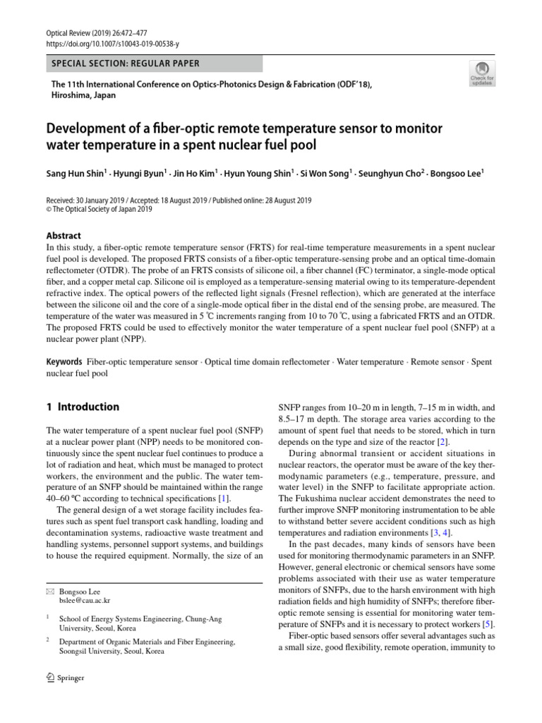 Development of A Fiber Optic Remote Temperature Sensor To Monitor Water ...