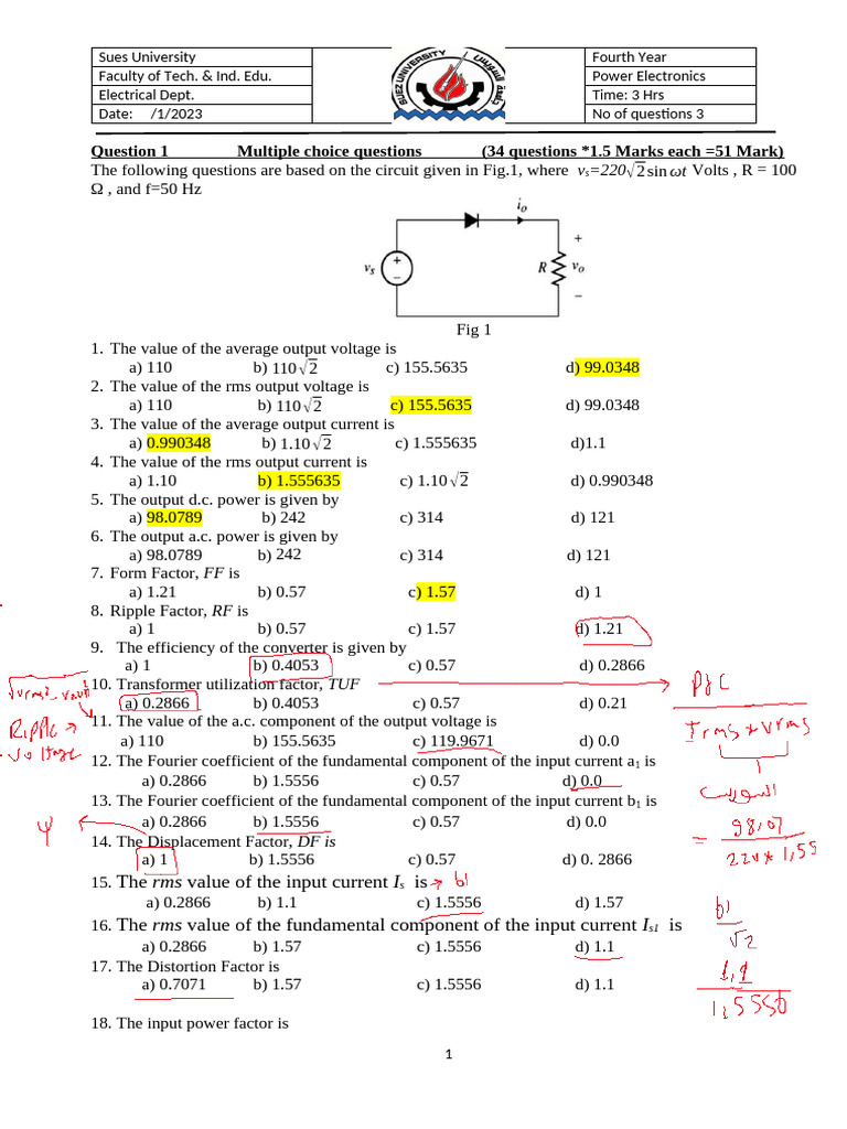 Power Electronics 2023 Jan Exam | PDF | Electronics | Electromagnetism