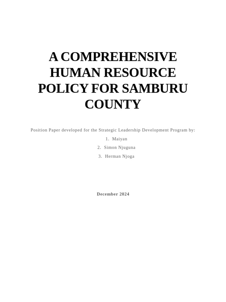 Human Resource Policy Position Paper For Samburu County | PDF ...
