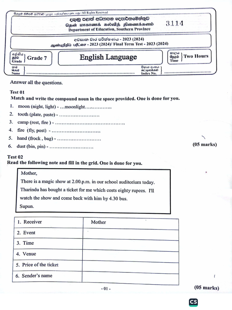 7 English S | PDF