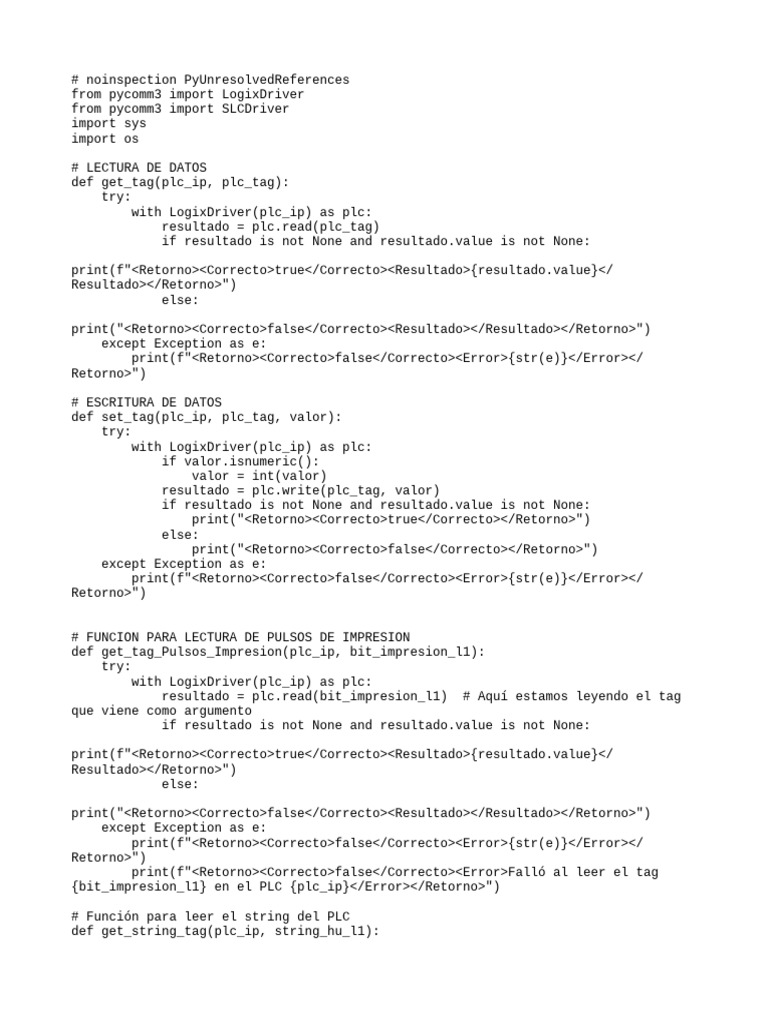 Interacción con PLCs en Python | PDF | Ingeniería de software | Programación de computadoras