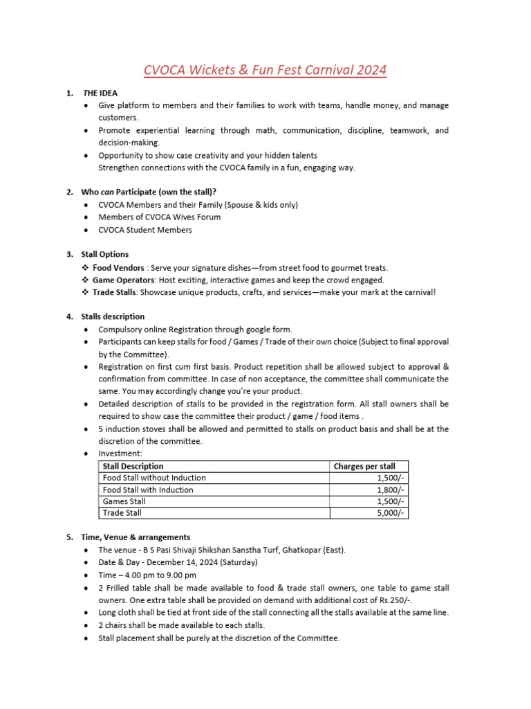 Fun Fair 2024 Rules For Circulation | PDF