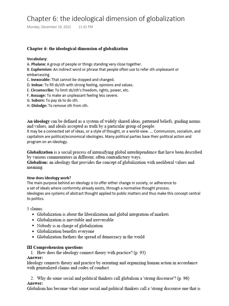 Chapter 6 The Ideological Dimension of Globalization | PDF | Ideologies | Globalization