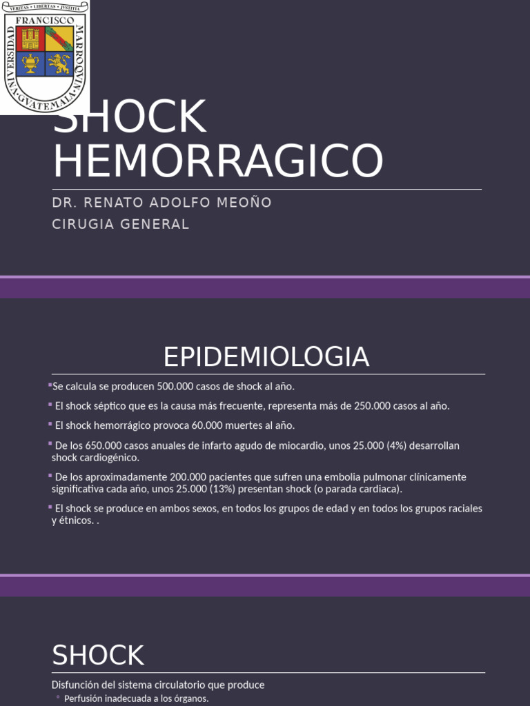 SHOCK HEMORRAGICO | PDF | Corazón | Especialidades Medicas