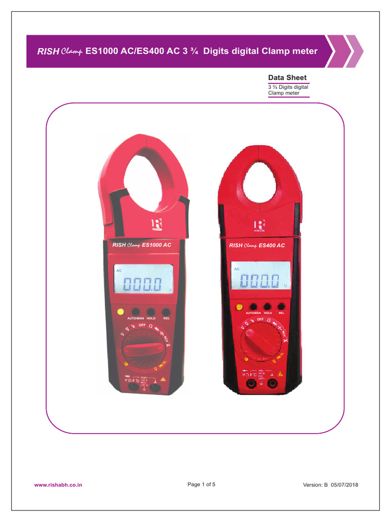ES1000 ACES400 AC3 Digital Clamp meter19DEC2024 | PDF | Alternating ...