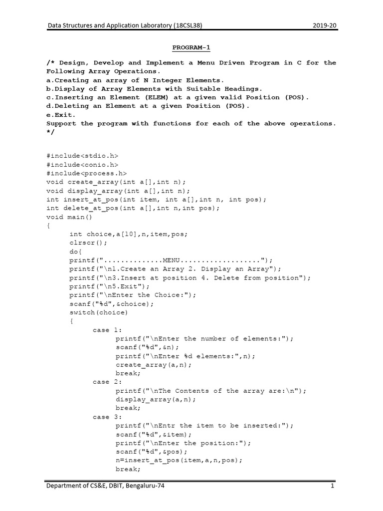 Lab Programs Dsa-18csl38 | PDF | Queue (Abstract Data Type) | Software Engineering