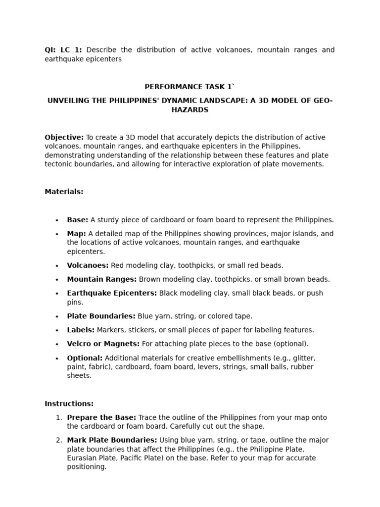 Performance Task 1- The Philippines' 3d Manipulative Model | PDF ...