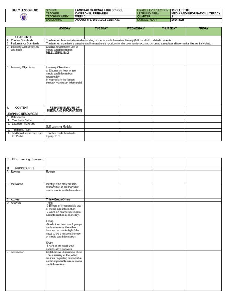 Week 2 | PDF | Information | Teachers