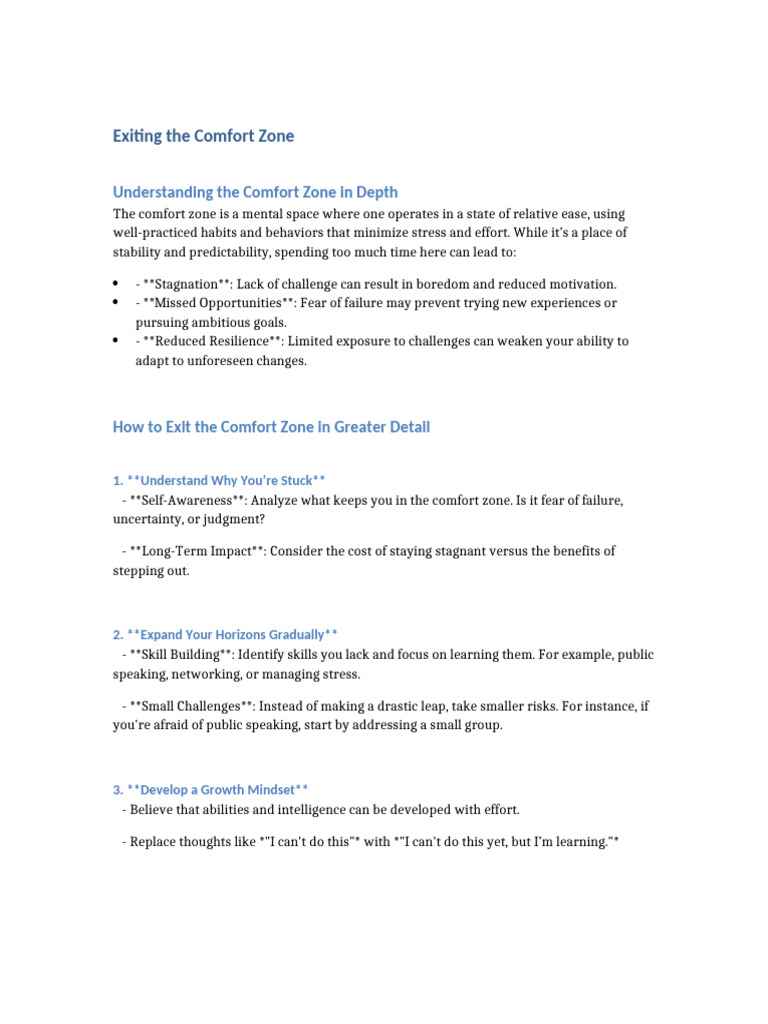 Exiting The Comfort Zone | PDF | Risk | Psychological Resilience