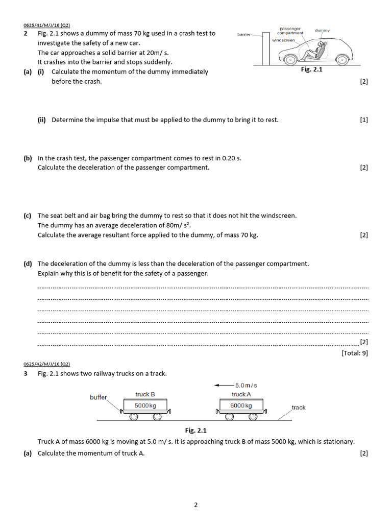 Momentum Impulse and Impulsive Force Q2 | PDF