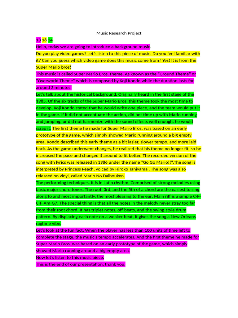 Music Research Project Mario | PDF