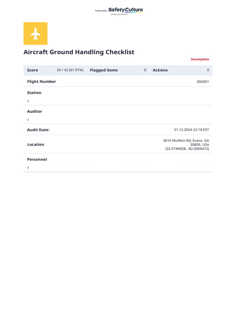 Aircraft Ground Handling Checklist | PDF | Vehicles | Aviation