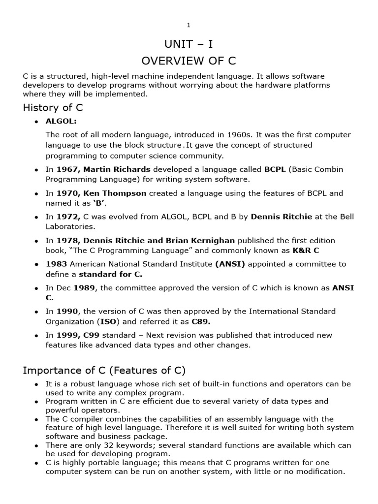 c Unit1.Docx | PDF | Programming | Computer Program
