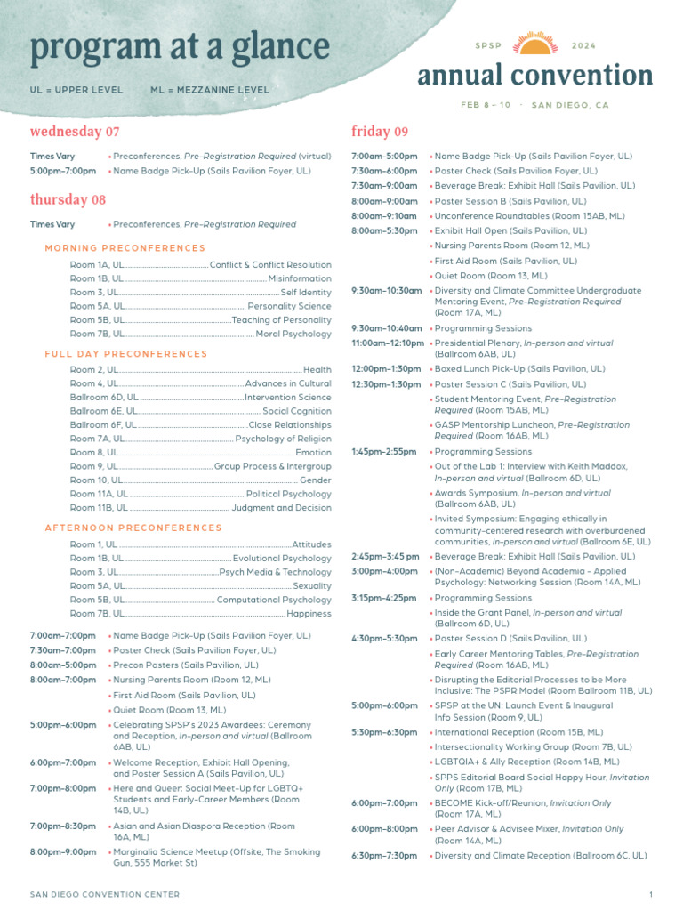 SPSP 2024 Convention Program at A Glance - 0 | PDF | Psychology