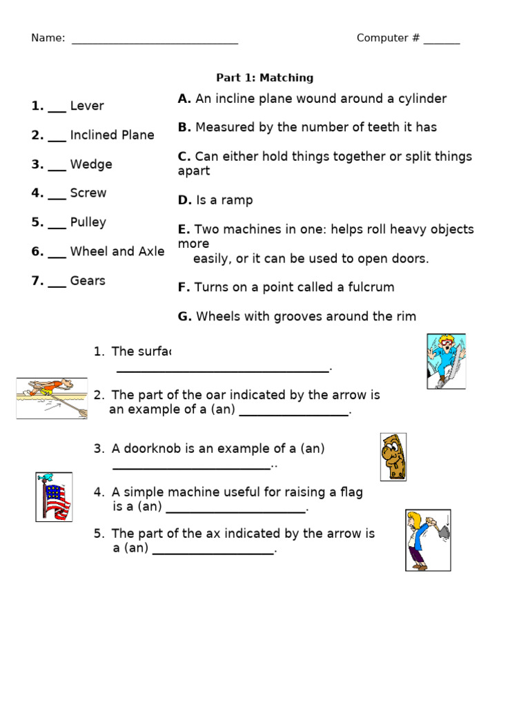 Simple Machines Worksheet | PDF