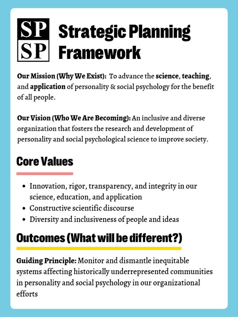 SPSP_Strategic_Framework_2023 | PDF | Mentorship | Psychology