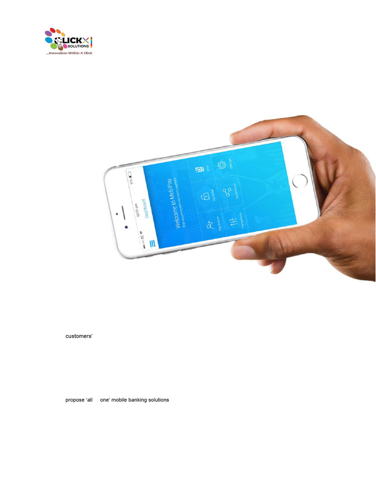 ClickX Mobile Banking Solutions Overview | PDF | Mobile App | Payments