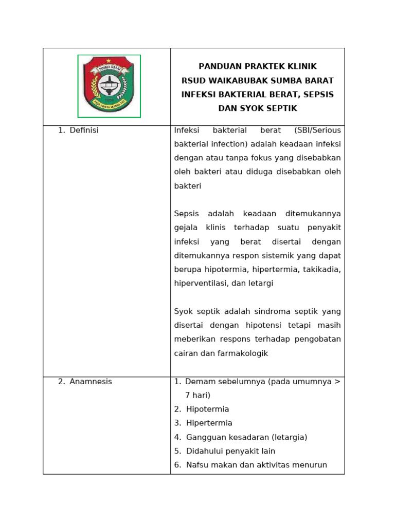 Panduan Sepsis dan Syok Septik Klinik | PDF