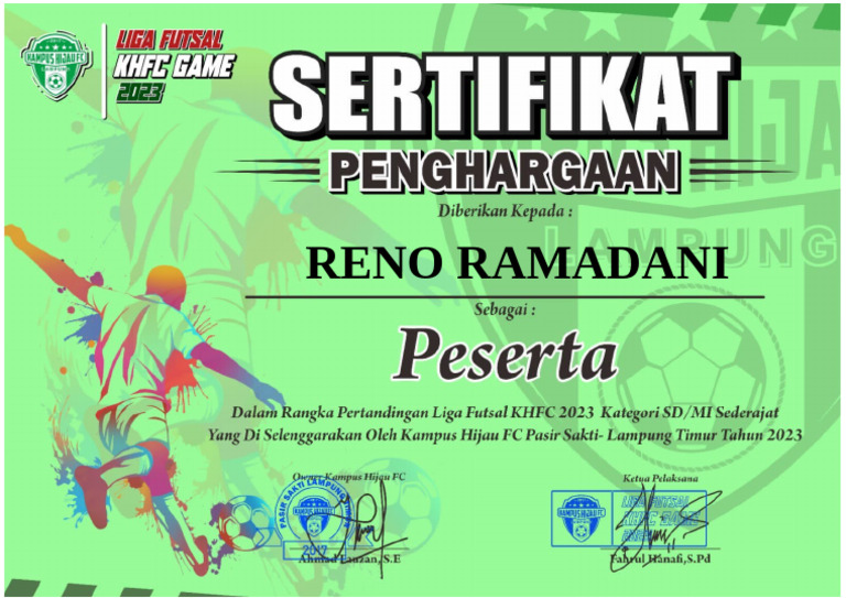 Piagam Siswa Futsal | PDF
