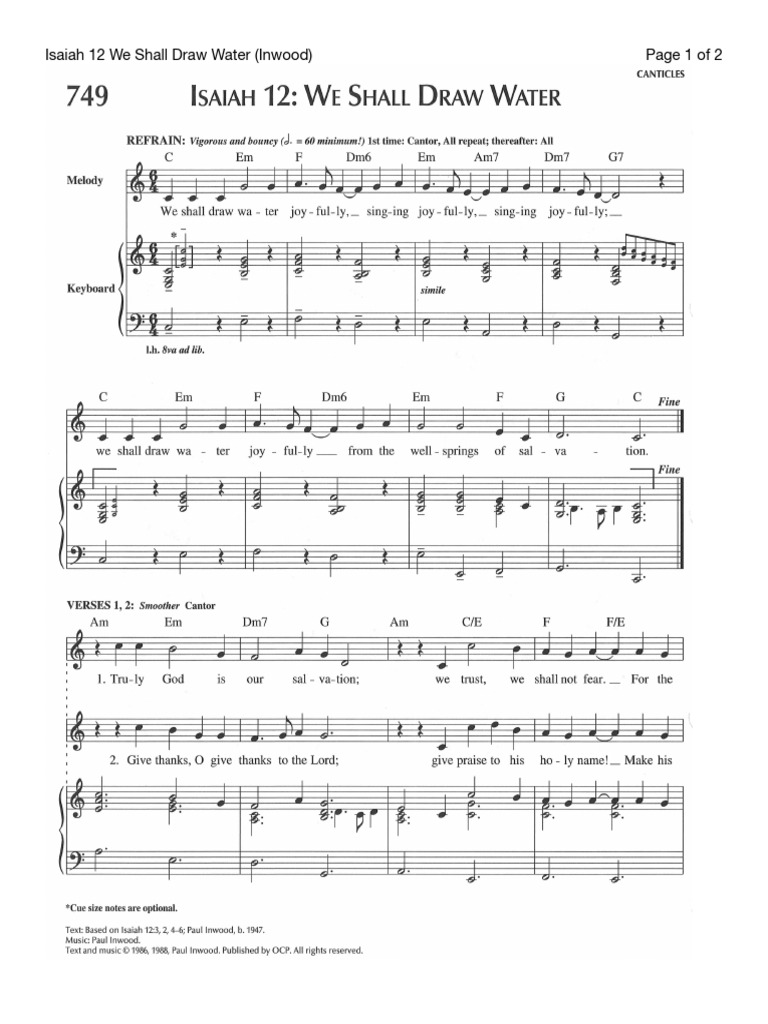 Isaiah 12 We Shall Draw Water (Inwood) KB | PDF