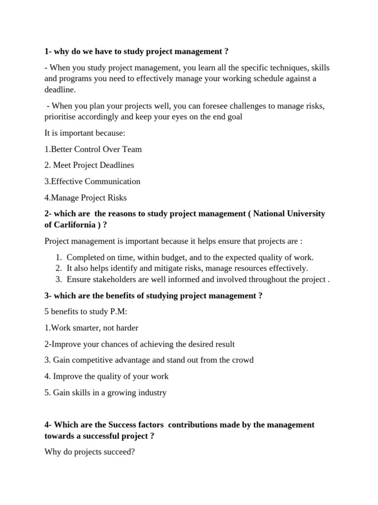 Benefits of Studying Project Management | PDF