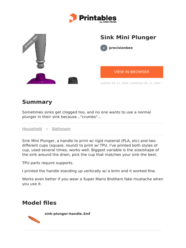 Mini Plunger for Clogged Sinks | PDF
