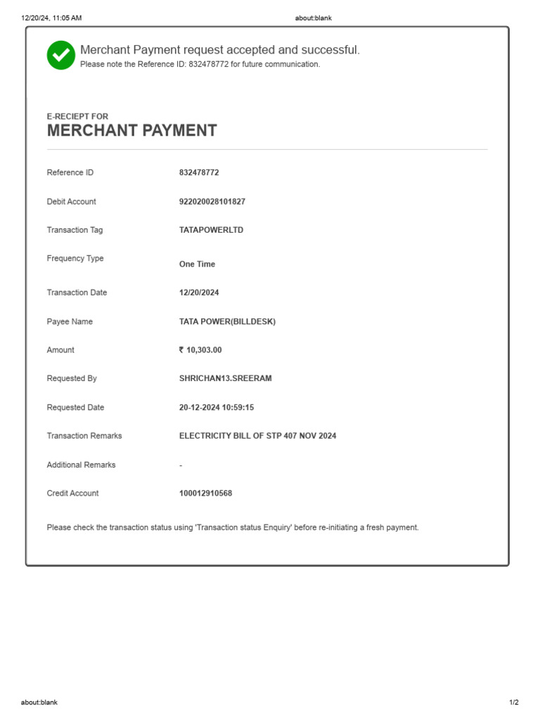 Electricity Bill of STP 407 Nov 2024 | PDF