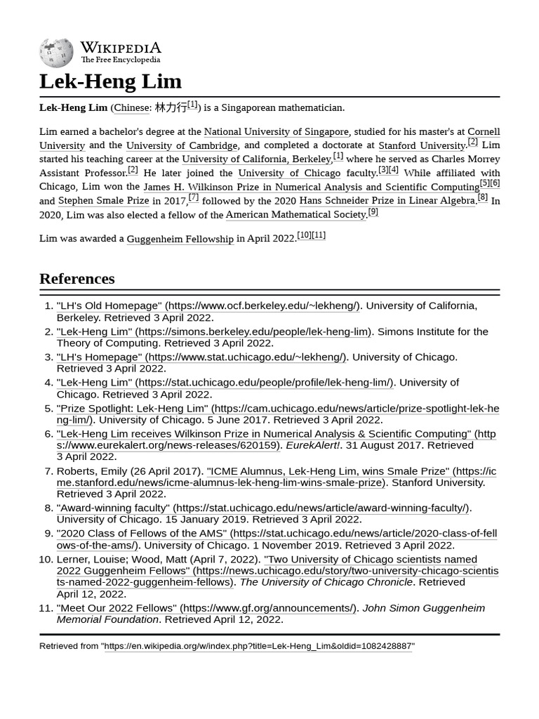 Lek-Heng_Lim | PDF | Mathematics | Science