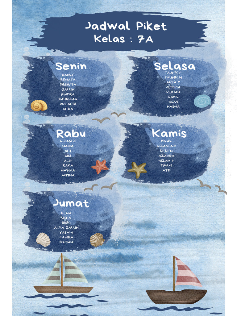 Jadwal Piket: Kelas: 7A | PDF