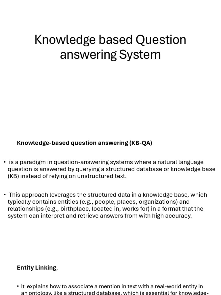 Knowledge Based Question Answering System 1 Pdf Information Science Applied Mathematics