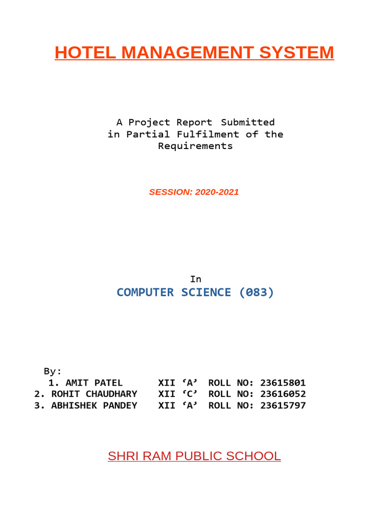 Hotel Management System | PDF | Computer Programming | Computing