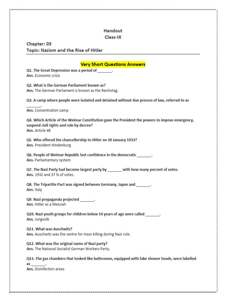 Ch-03, Nazism and the Rise of Hitler | PDF