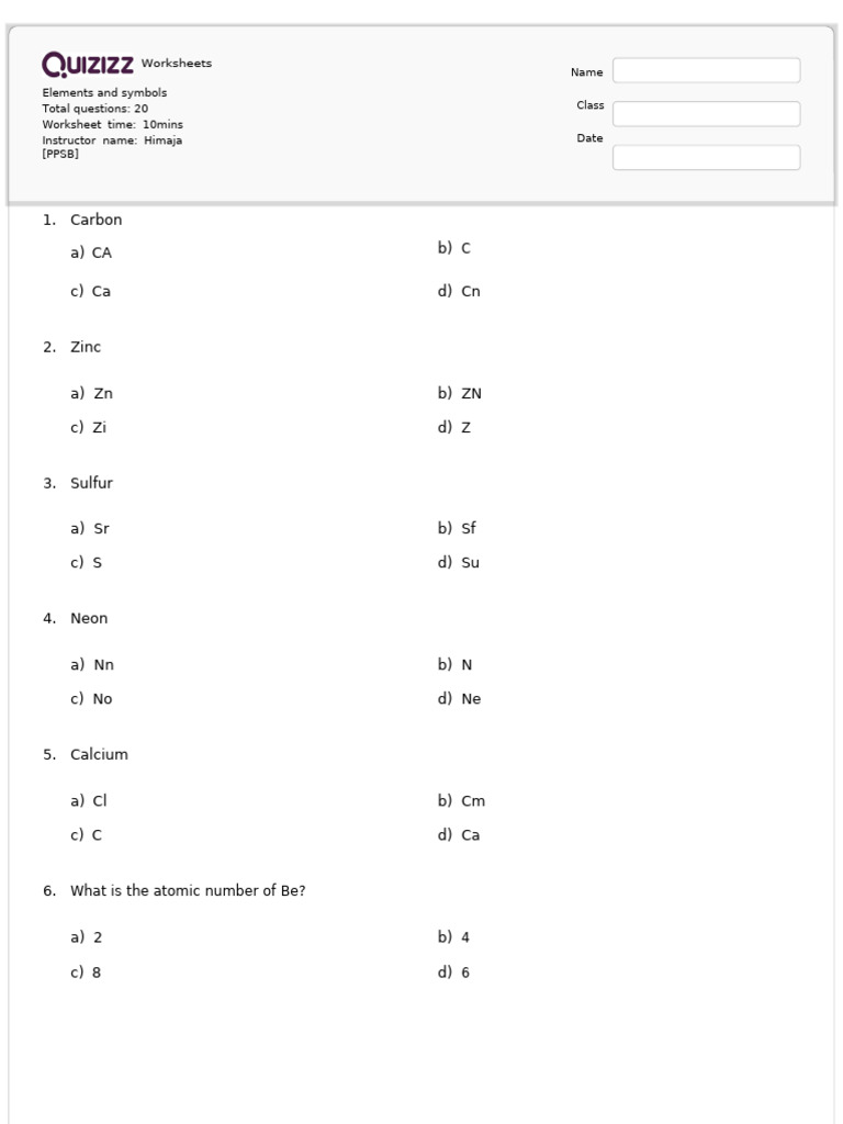 Elements and Symbols _ 666 (1) | PDF | Calcium | Chemical Elements
