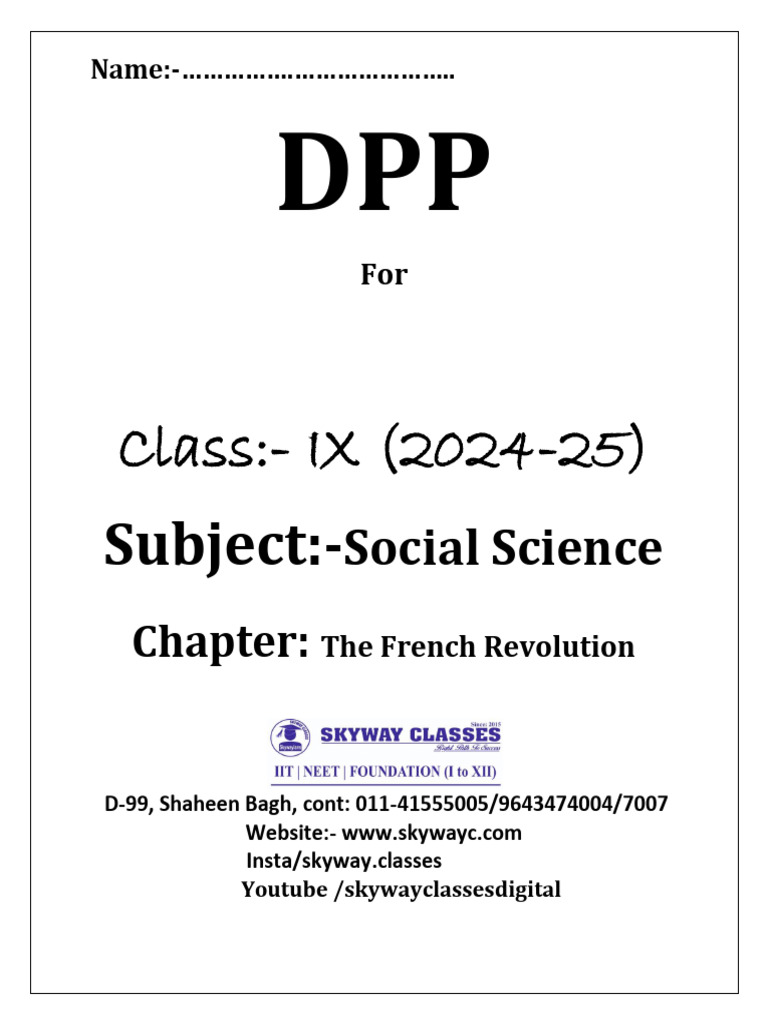 DPP of 9 Class (The French Revolution) | PDF | French Revolution | France