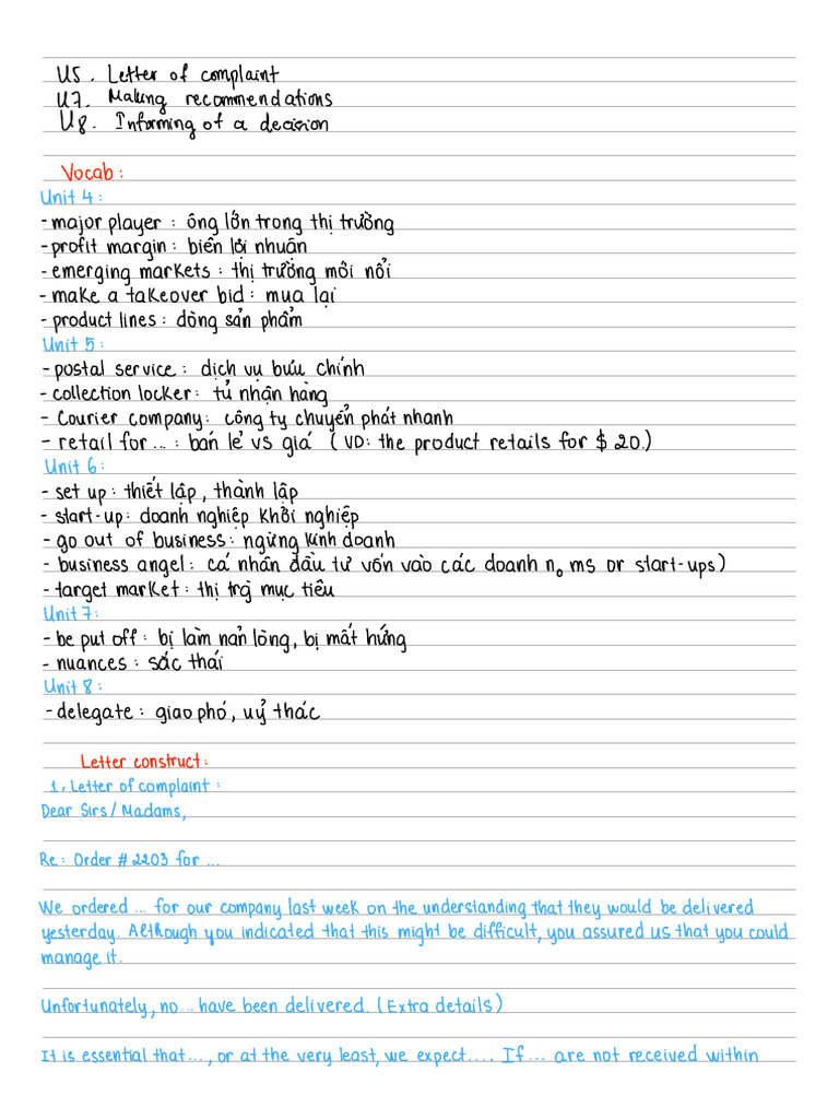 Review For Final Test - TATM 2 | PDF