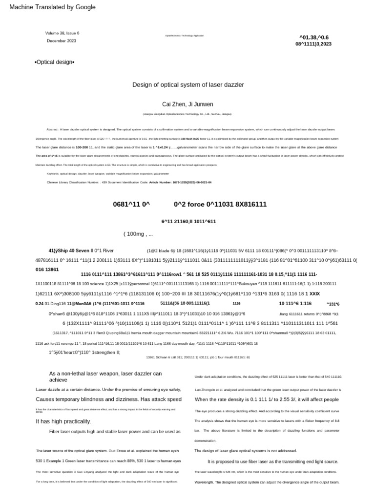 Laser Dazzler Optical System Design | PDF | Optics | Laser