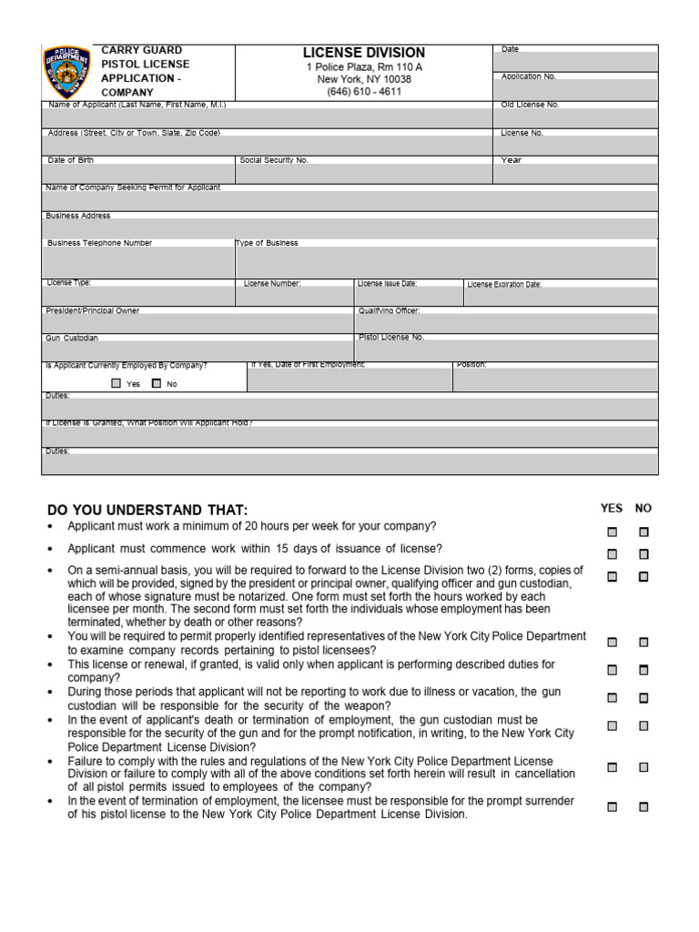 Carry Guard Pistol License Application Company | PDF | License | Common Law