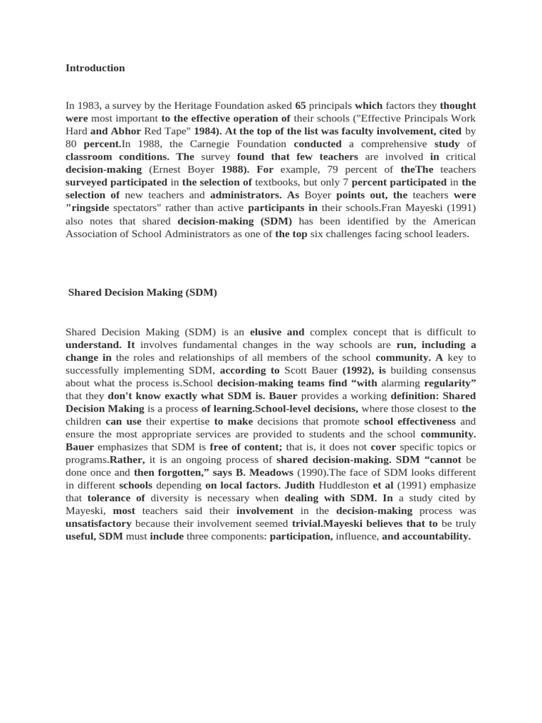 Shared Decision Making | PDF | Teachers | Decision Making