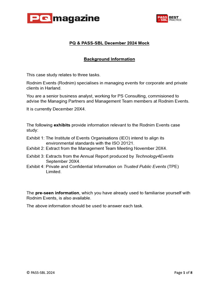 PQ PASS-SBL D24 Mock | PDF | Business