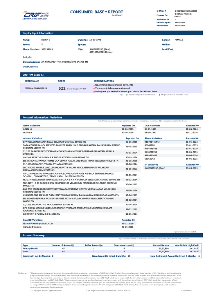 Nisha S - Shri241226cr825520223 | PDF | Payments | Credit
