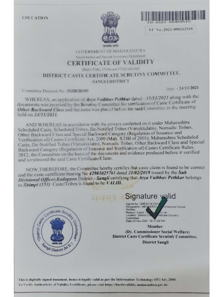 Caste validity | PDF