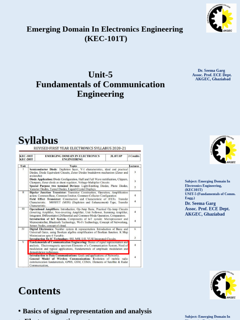 KEC-101 Unit 5 Lec 1[1] | PDF | Discrete Time And Continuous Time | Phase (Waves)