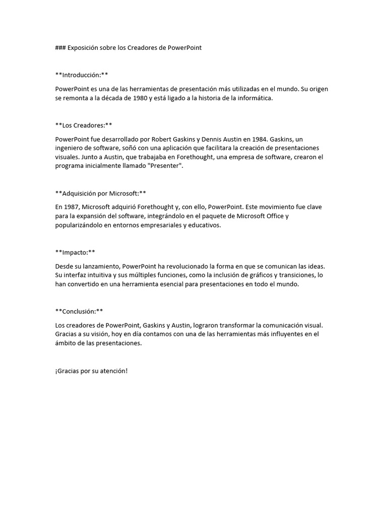 Exposición Sobre Los Creadores de PowerPoint | PDF