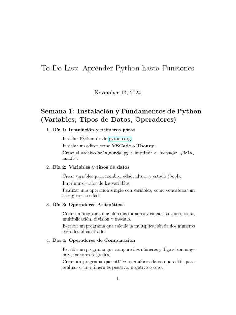 Python To Do List Alexander | PDF | Python (lenguaje de programación) | Matemáticas