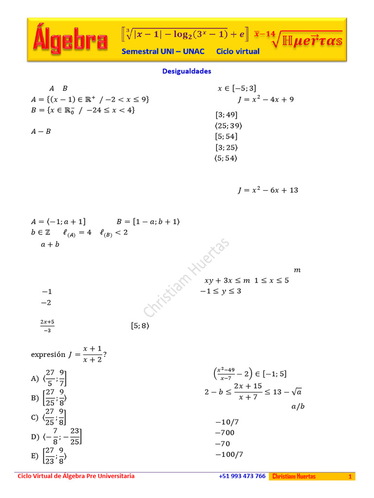 05 Desigualdades e Intervalos Dirigida | PDF | Número Real | Matemáticas