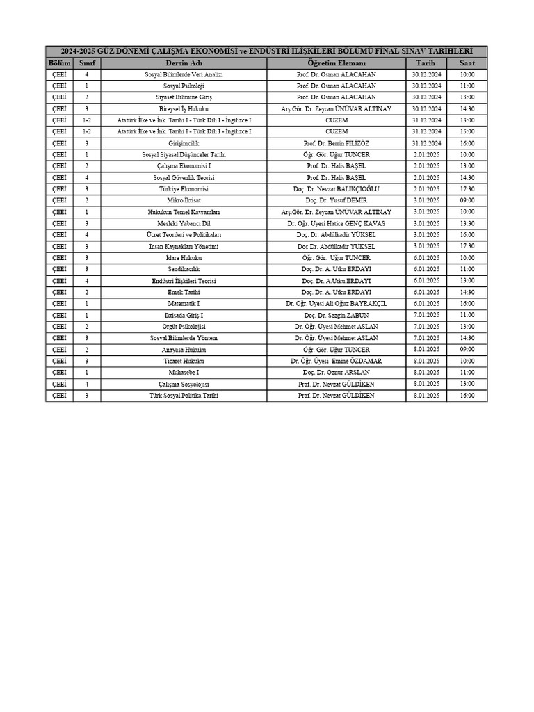 2024 2025 Guz Donemi Final Sinav Programi Yeni 23 Aralik 2024 | PDF